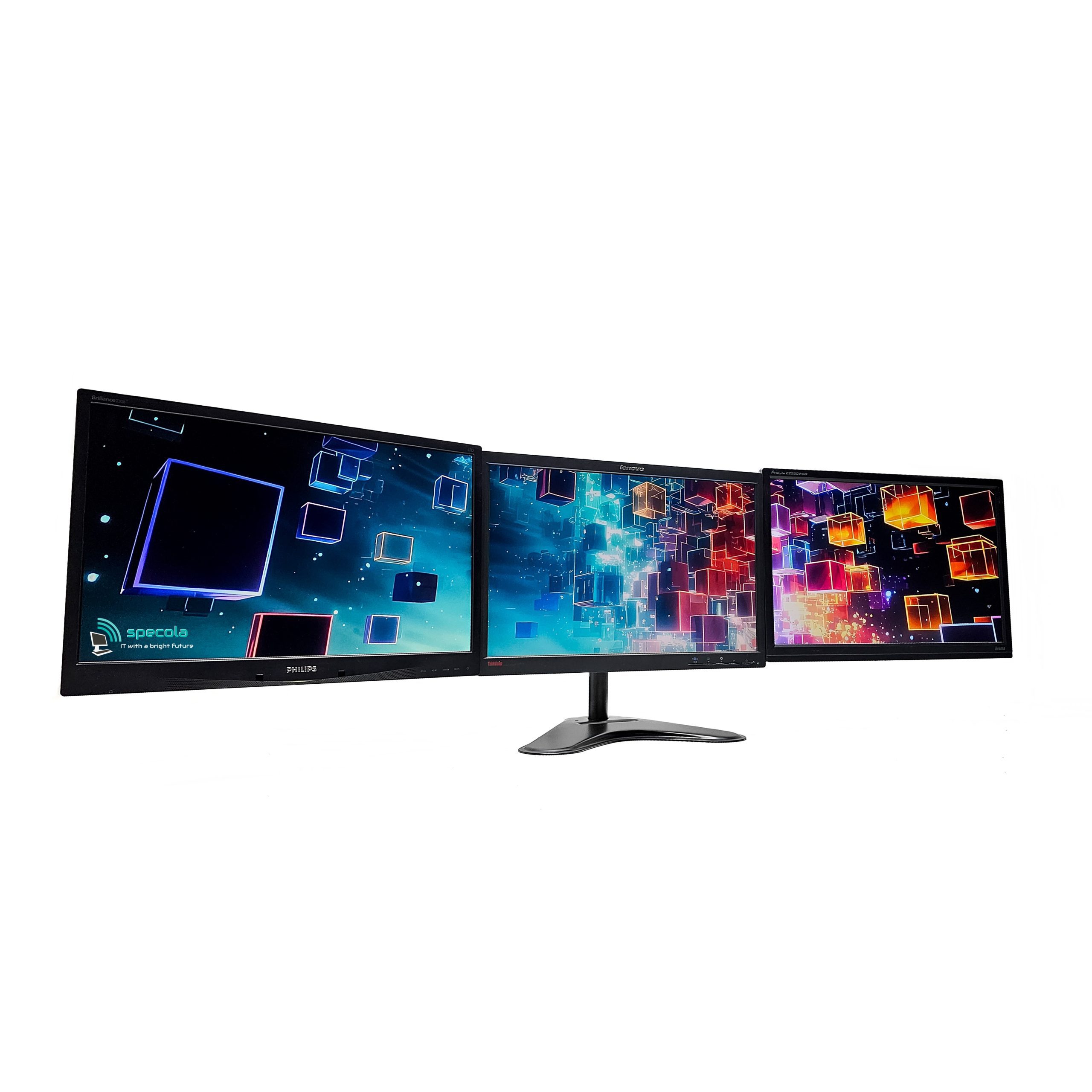 3x22″ Triple Screen Monitors - Mixed Brands - 3xVGA - Specola