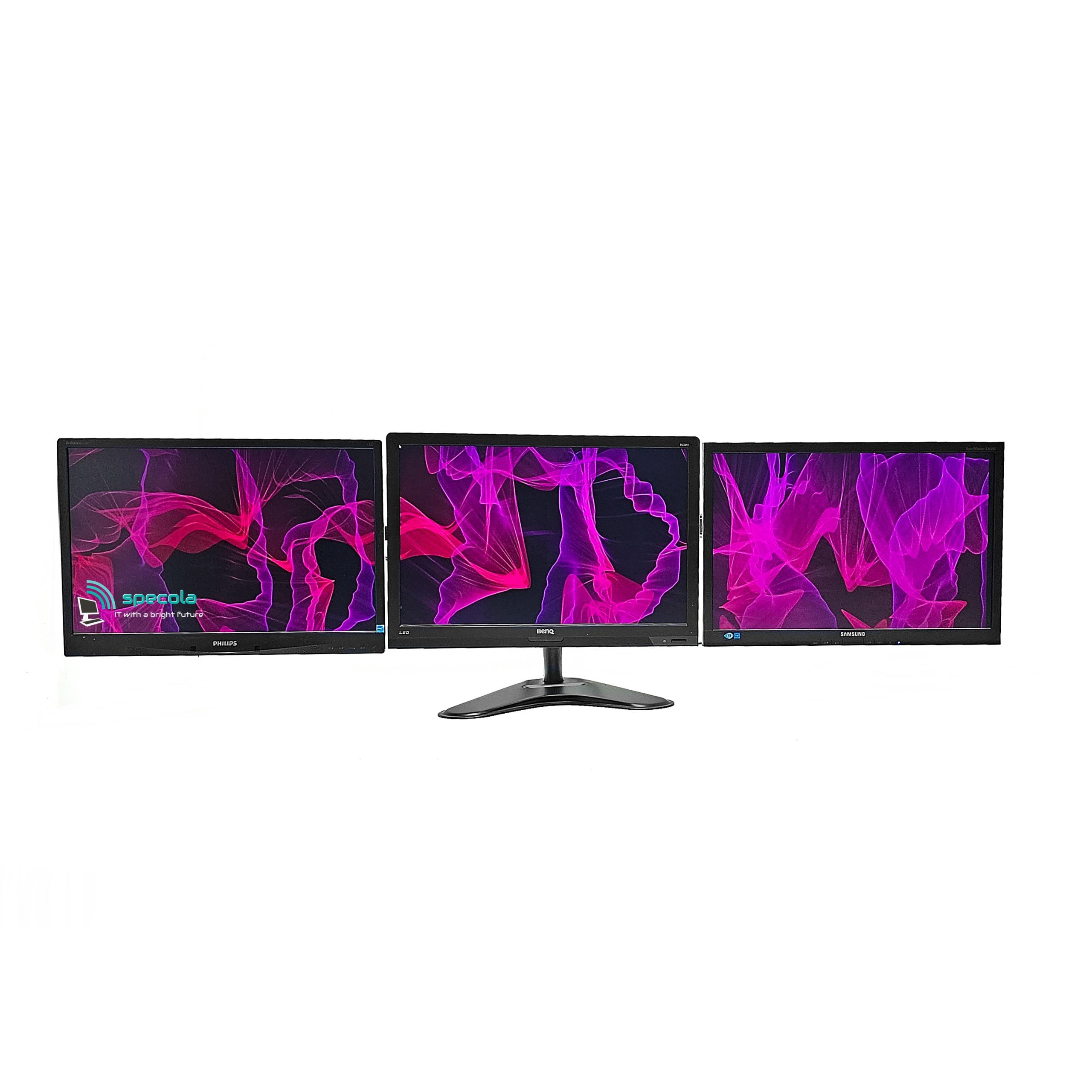 3x22″ Triple Screen Monitors - Mixed Brands - 2xDVI/1xHDMI - Specola