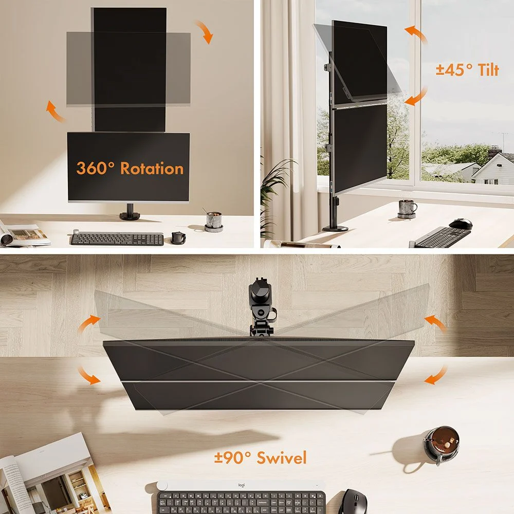 2×24″ Dual Monitors – Vertical Clamp Stand – (1920 x 1080 ...