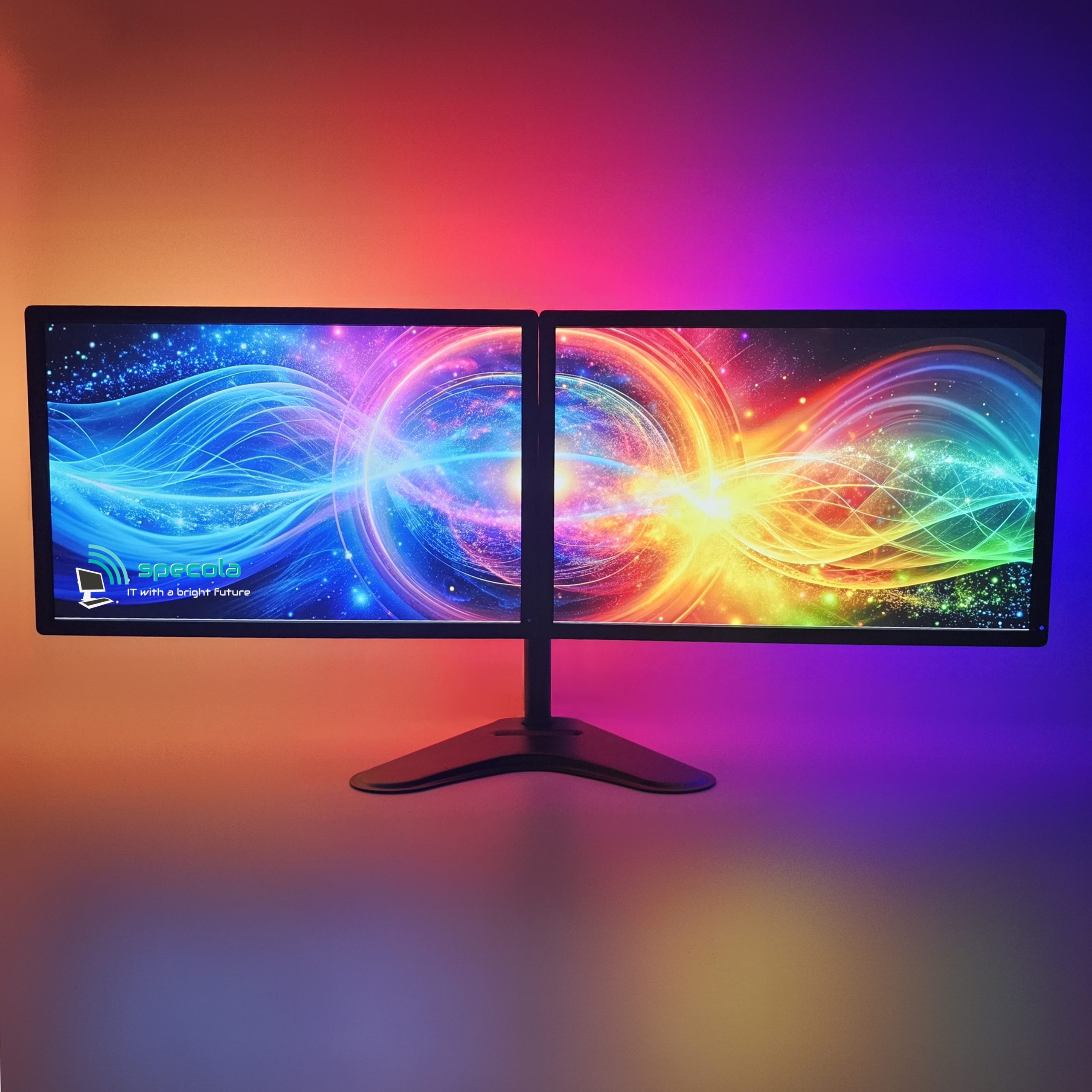 Dual HD Monitors 2×22″ – RGB Ambient Back Light Strip – 1xHDMI/1xDP ...