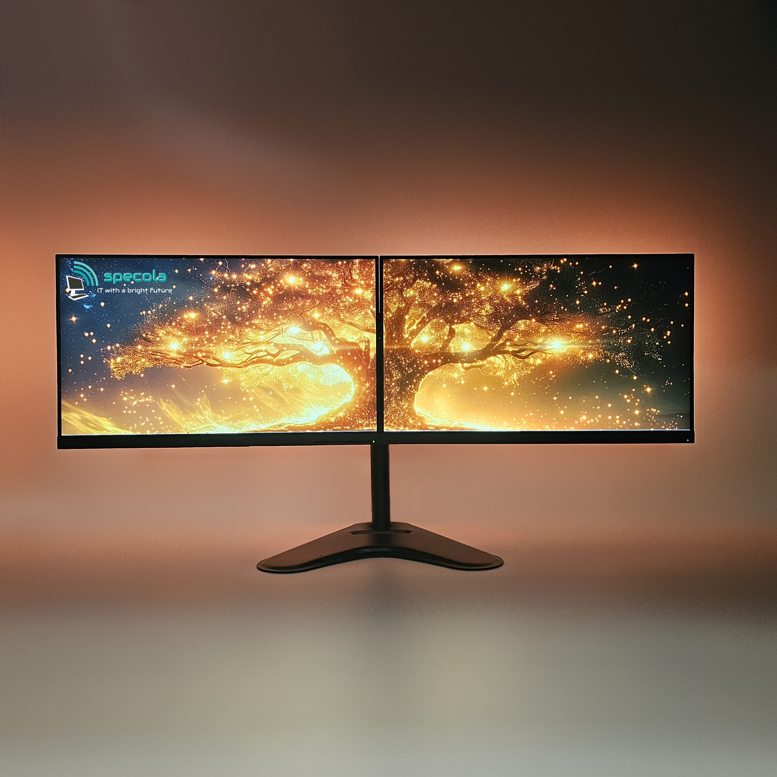 Dual Monitors 2x24" Frameless - RGB Ambient Back Light Strip - 2xDVI ...