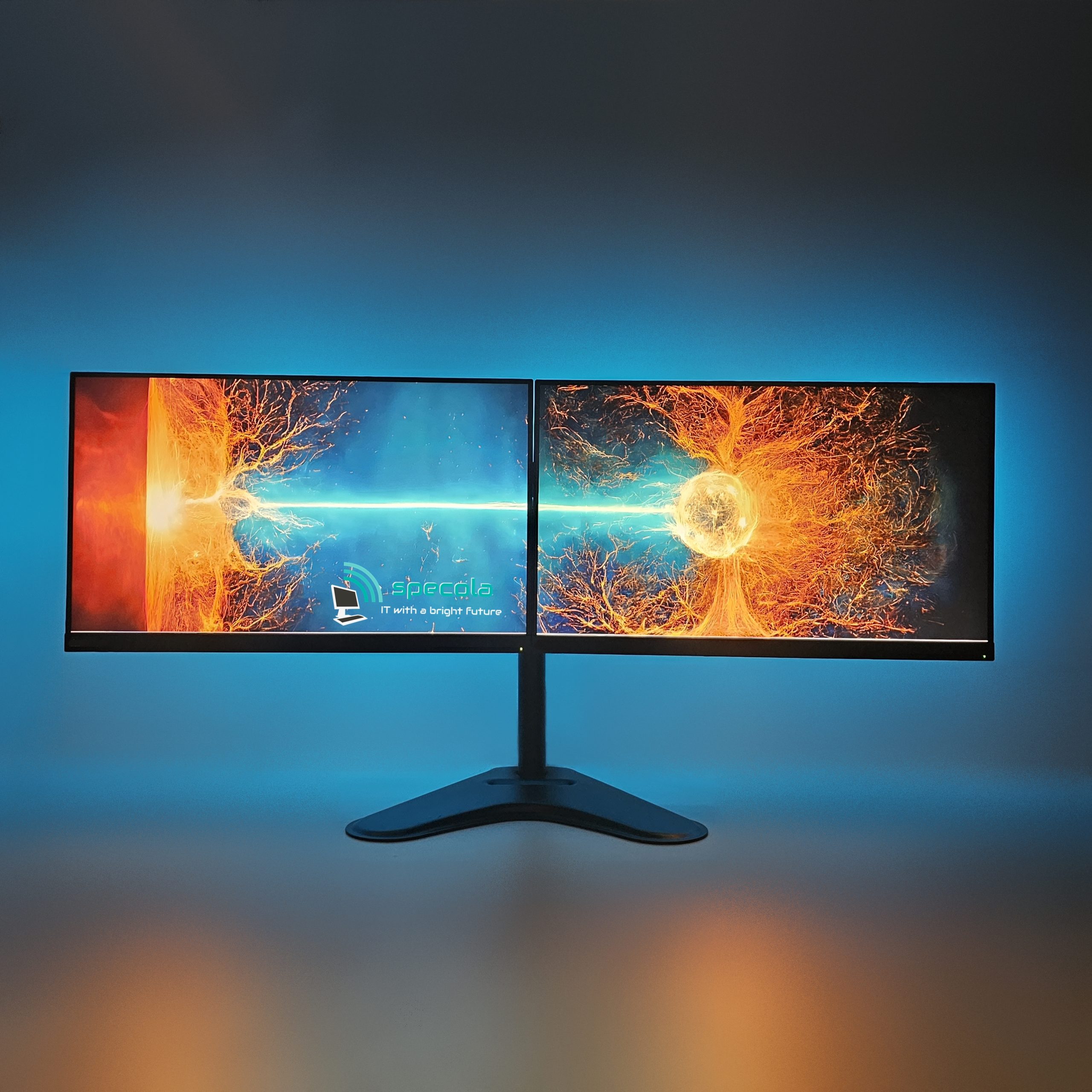 Dual Monitors 2x23" Frameless - RGB Ambient Back Light Strip - 2xDVI ...