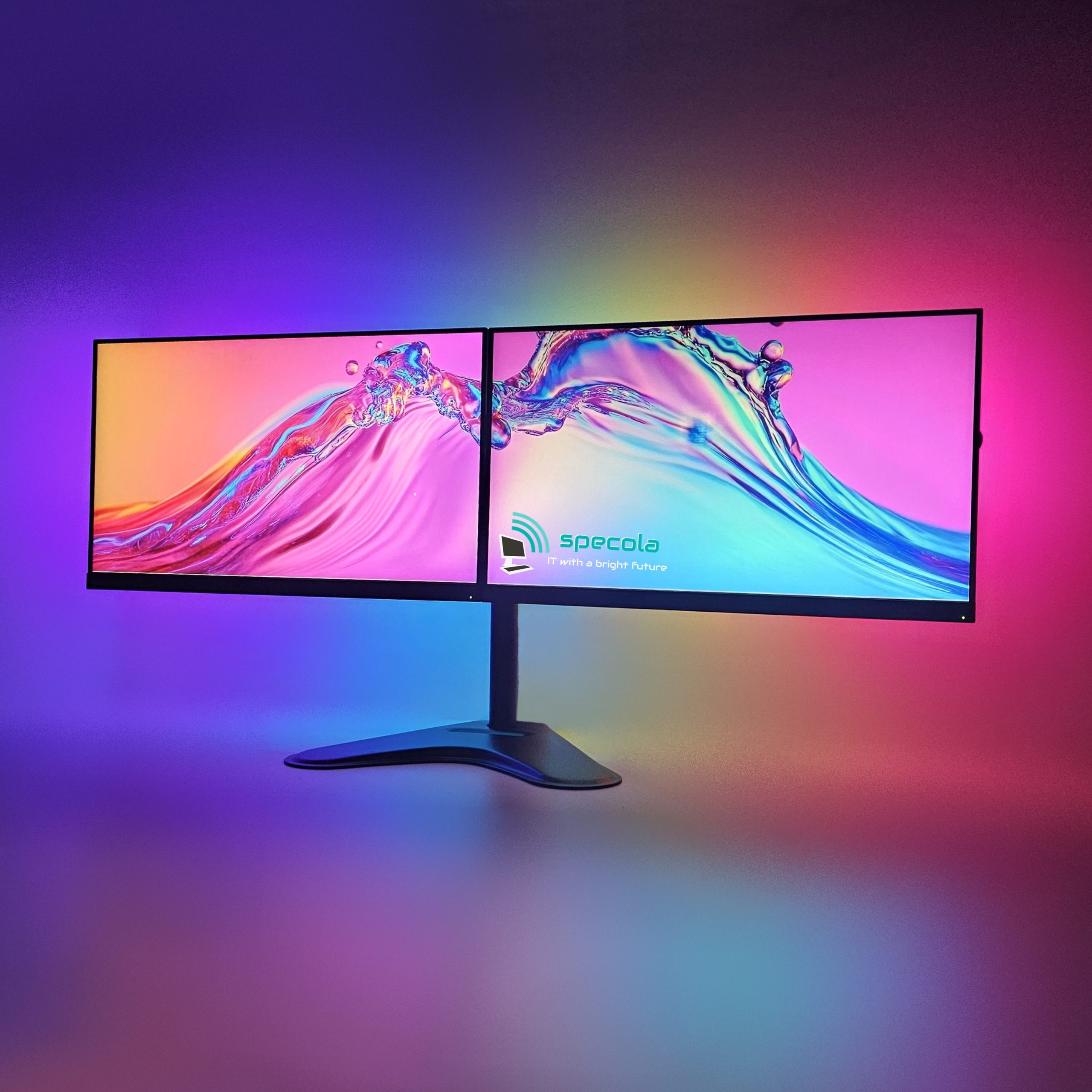 Dual Monitors 2x22" Frameless - RGB Ambient Back Light Strip - 2xHDMI ...