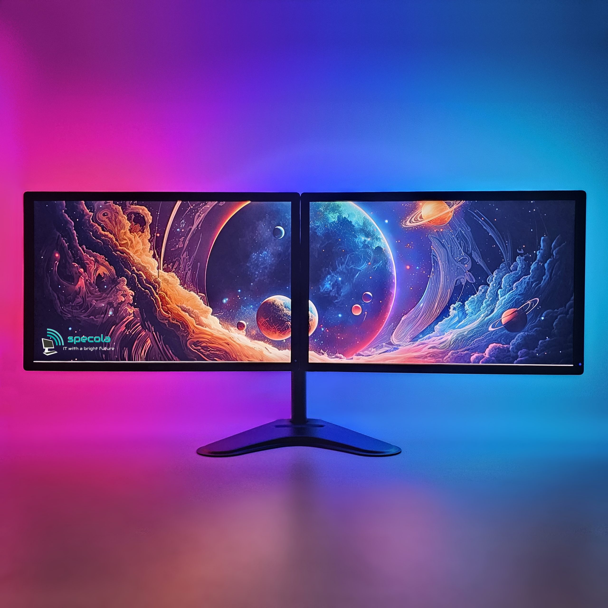 Dual HD Monitors 2x23" - RGB Ambient Back Light Strip - 2xDisplayPort ...